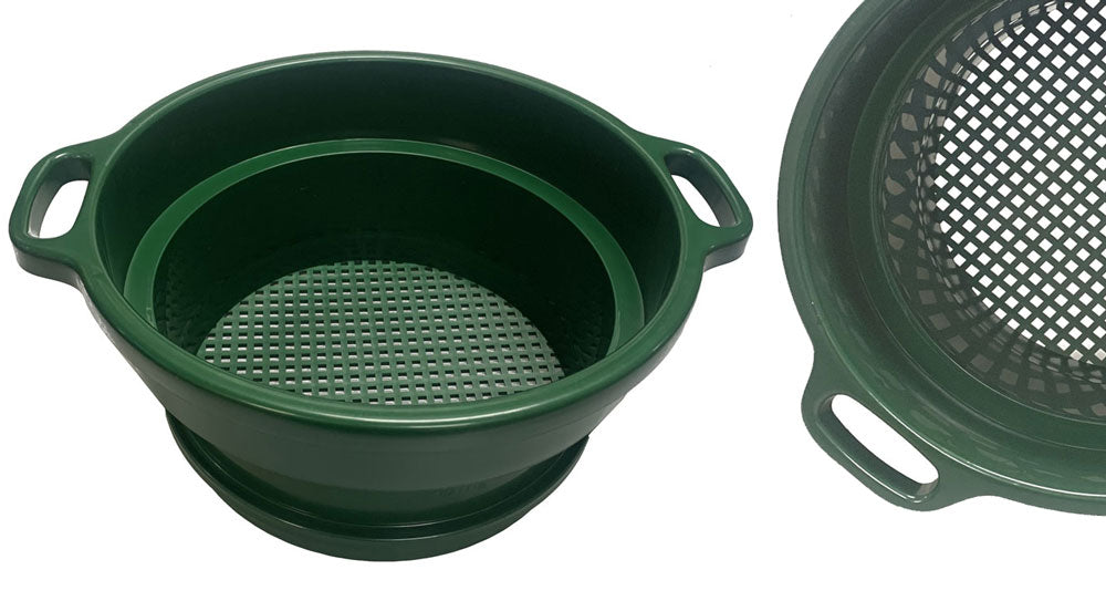 13-1/4" Extra Deep Green Plastic Screen Stackable Sifting Pan With Han ...